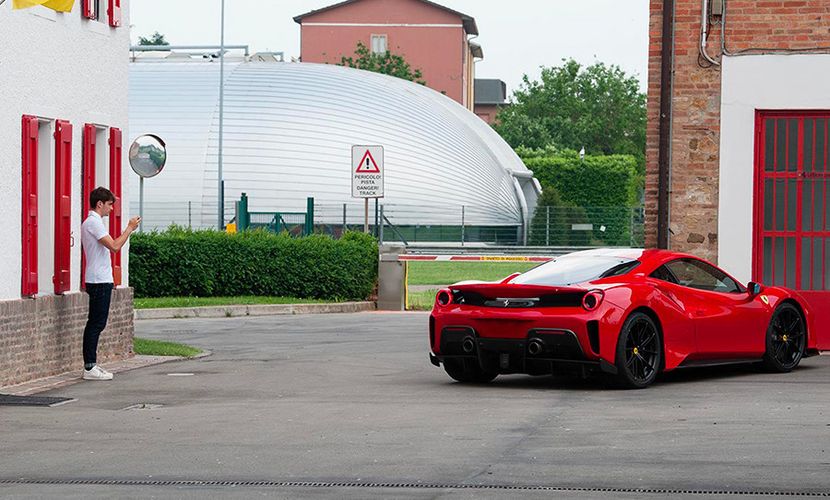 Leclerc at the wheel of the Ferrari 488 Pista